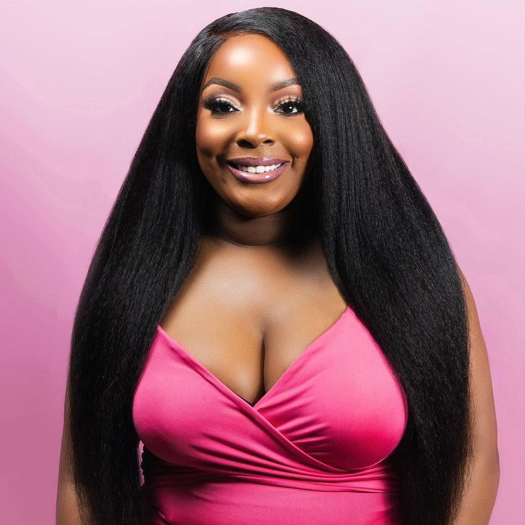 Kinky Straight | 13x6.5 Crystal HD Half Full Lace Wig [GWM09] – GeniusWigs