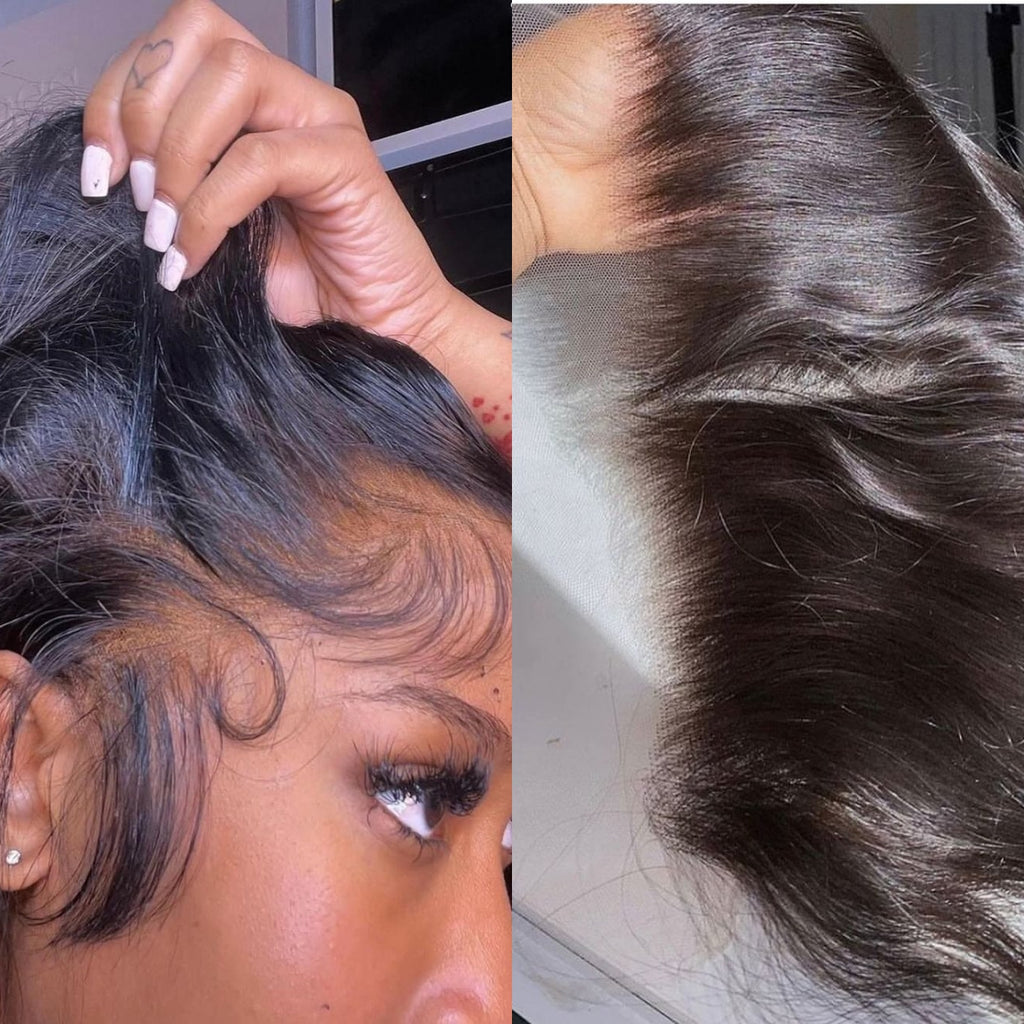 Natural Black Straight Crystal HD Lace Closure Frontal [GWX08] – GeniusWigs